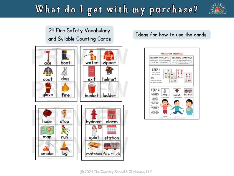 Syllable Counting Cards | Fire Safety Week | Firefighter Theme ...
