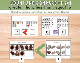 Pre-k Count and Compare Numbers 1-10 | Number Value Counting Games ...