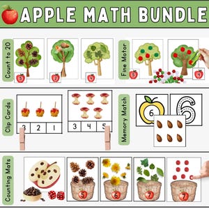 Apple Theme Math BUNDLE | Number Counting 1-20 | Hands-on Math Games ...