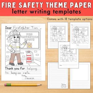 Firefighter Theme Writing Paper | Fire Safety Week | Friendly Letter ...