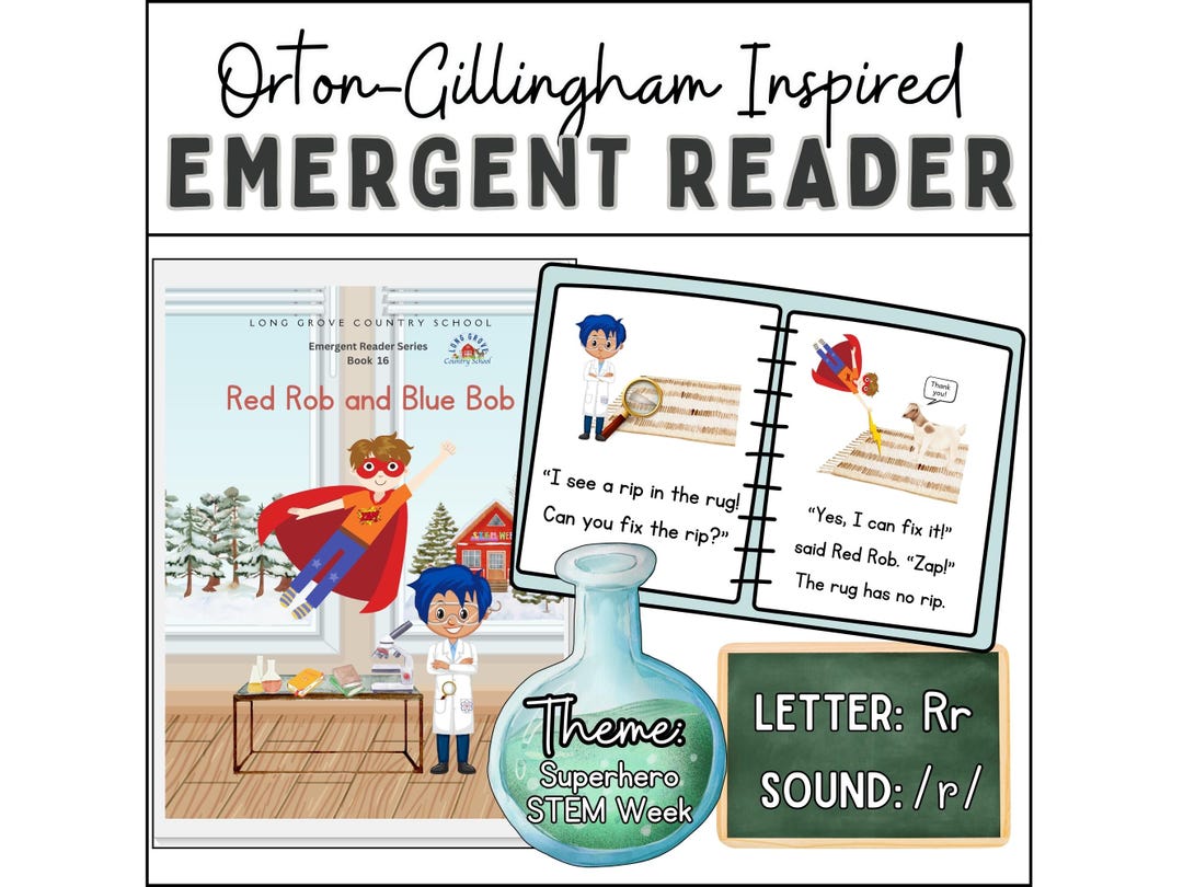 STEM Superhero Theme Emergent Reader Book | Letter R | Orton Gillingham ...