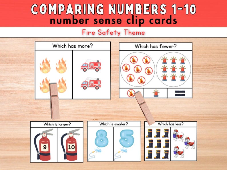 Comparing Numbers Clip Cards | Greater Than, Less Than, Equal to ...