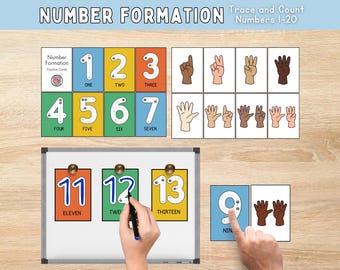 Number Formation Cards 1-20 | Number Sense | Preschool, Pre-k ...