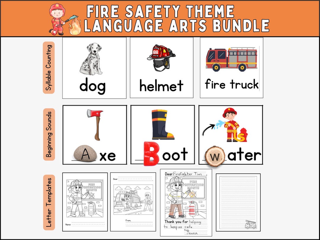 Firefighter Theme Language Arts Bundle | Fire Safety Week Activities ...