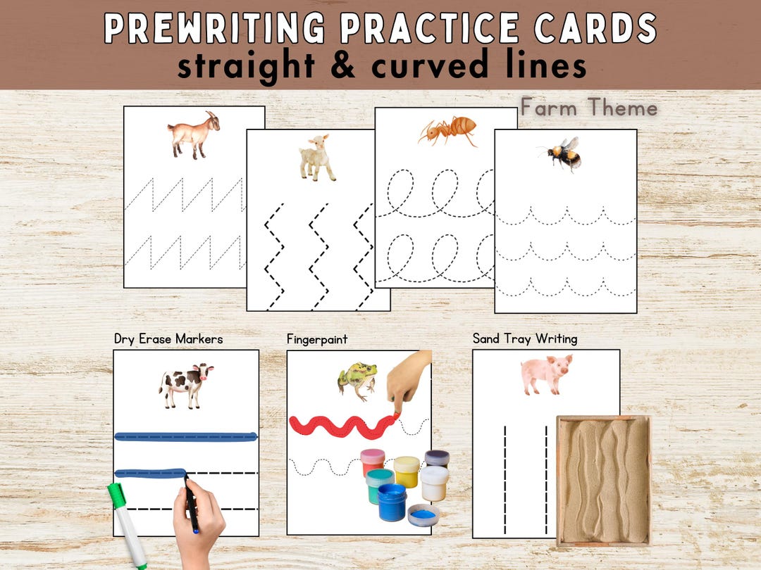 Prewriting Tracing Cards | Straight and Curved Lines | Handwriting ...