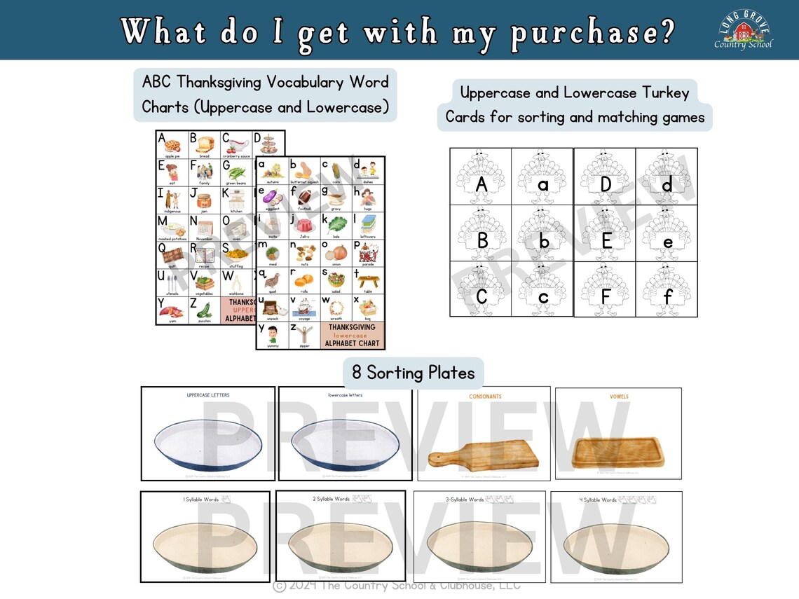 Thanksgiving Kindergarten Literacy Activities | Themed Alphabet Chart ...