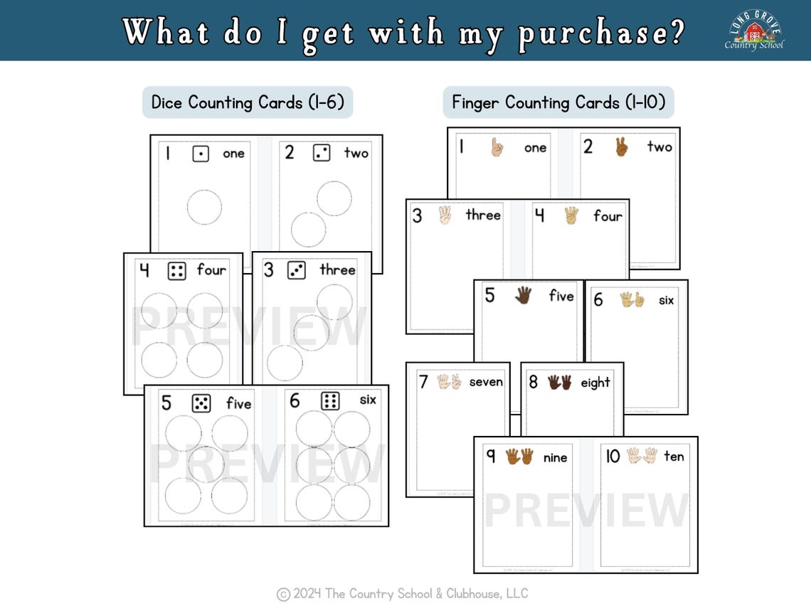 Preschool Count and Compare Numbers 1-10 | Number Value Counting Cards ...