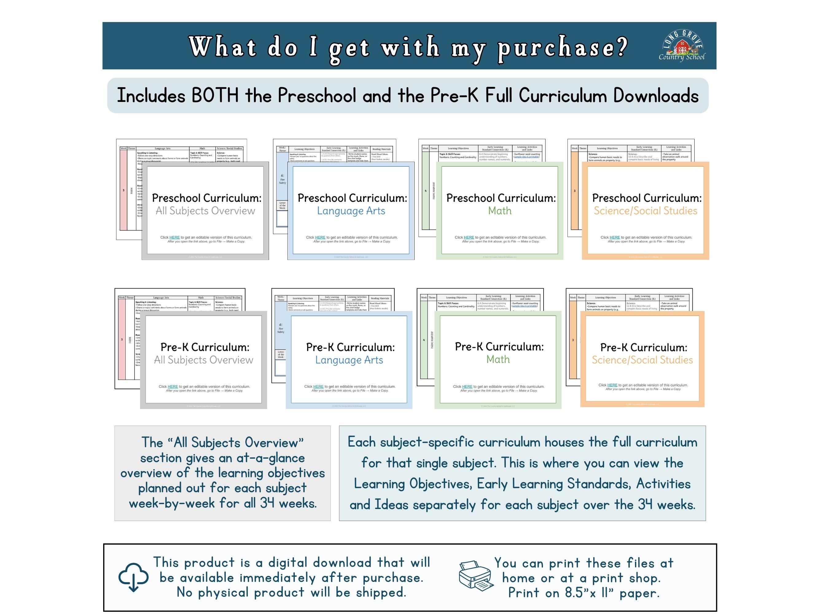 Preschool, Pre-k, and Kindergarten Curriculum BUNDLE | Year-long ...