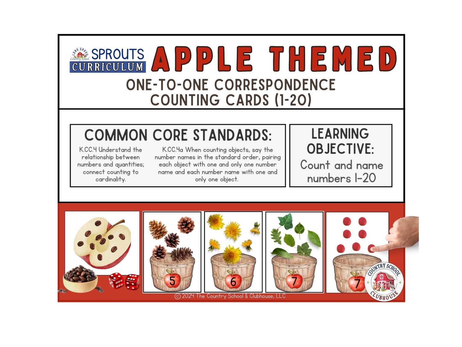 One-to-one Correspondence Counting Numbers 1-20 | Apple Theme ...