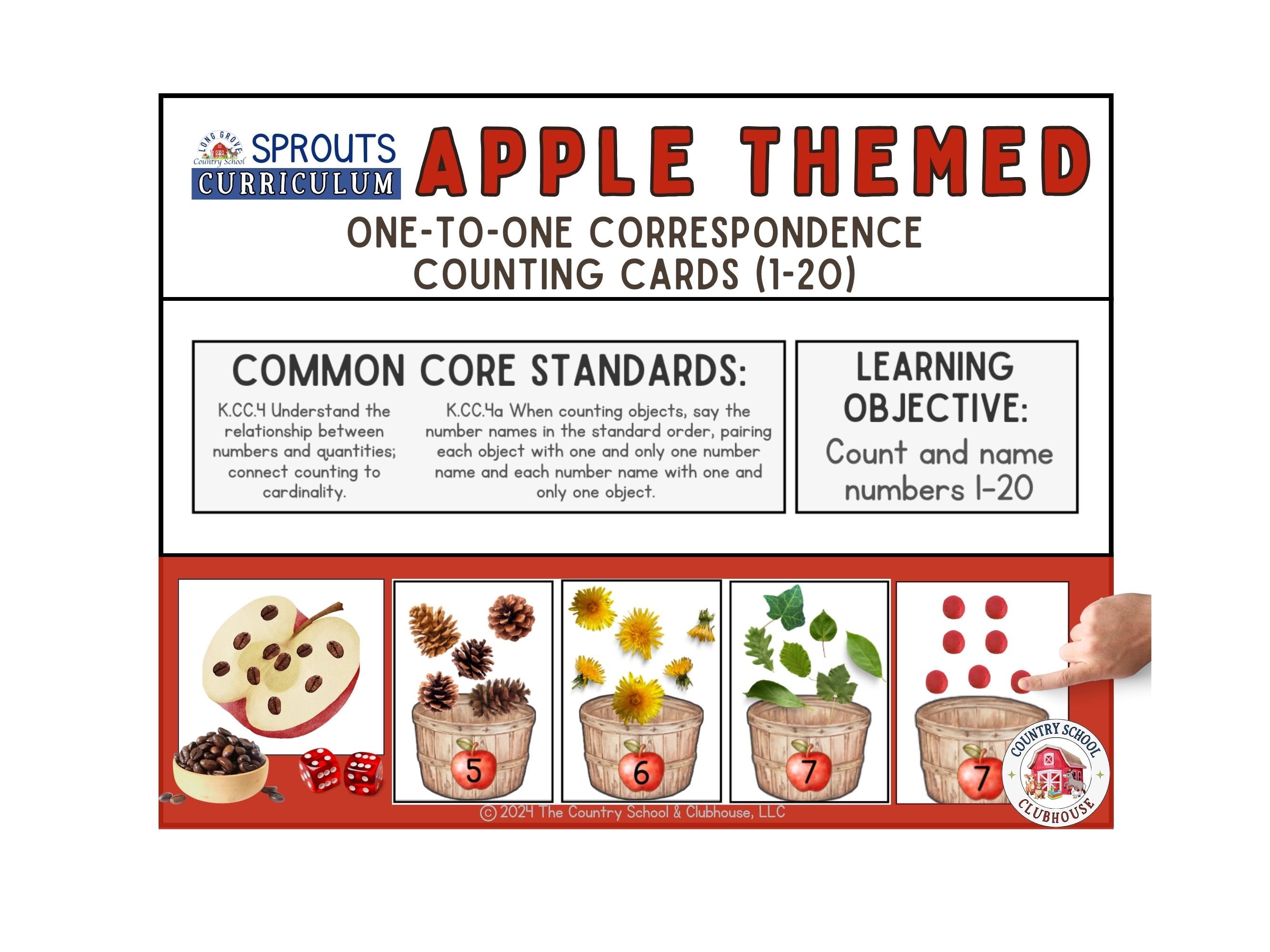 One-to-one Correspondence Counting Numbers 1-20 | Apple Theme ...