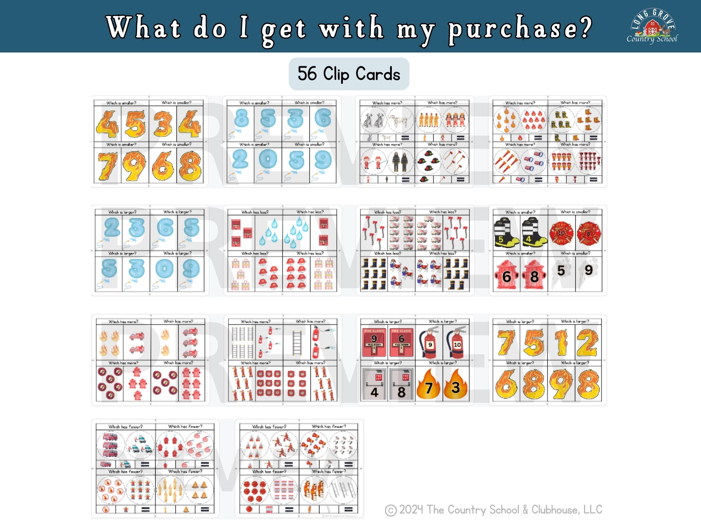 Comparing Numbers Clip Cards | Greater Than, Less Than, Equal to ...