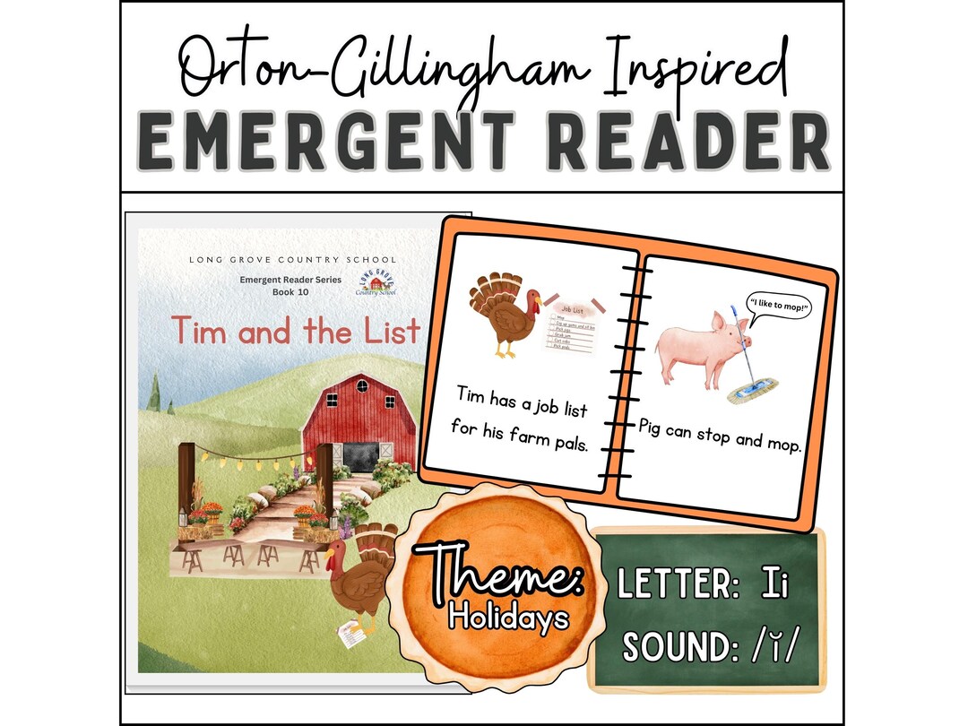 Thanksgiving Holiday Theme Emergent Reader Book | Short Vowels | Letter ...