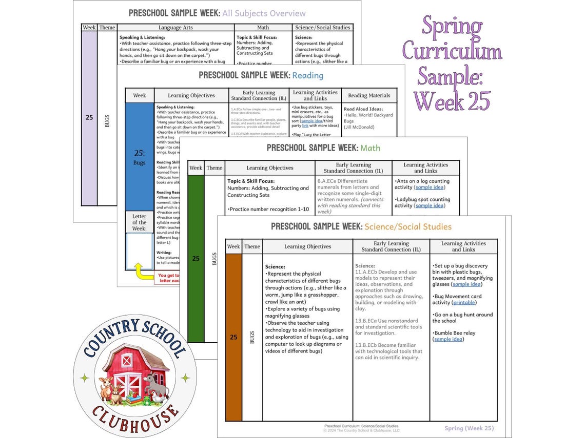 Preschool Curriculum Spring Sample Week | Nature-based Outdoor Learning ...