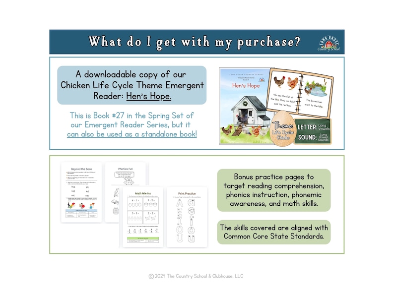 Chicken Life Cycle Emergent Reader Book | Long Vowel Sounds | Orton ...