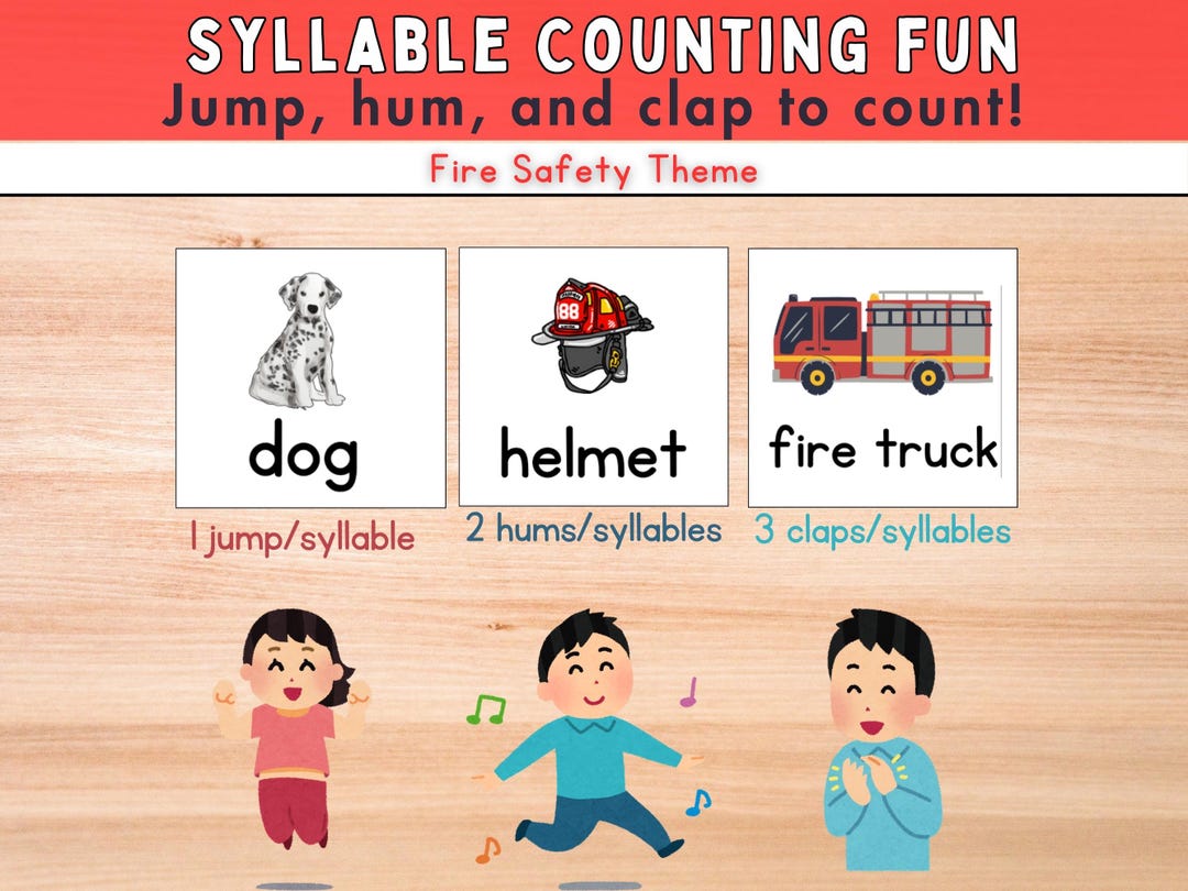 Syllable Counting Cards | Fire Safety Week | Firefighter Theme ...