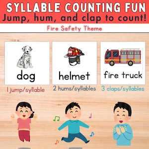 Syllable Counting Cards | Fire Safety Week | Firefighter Theme ...