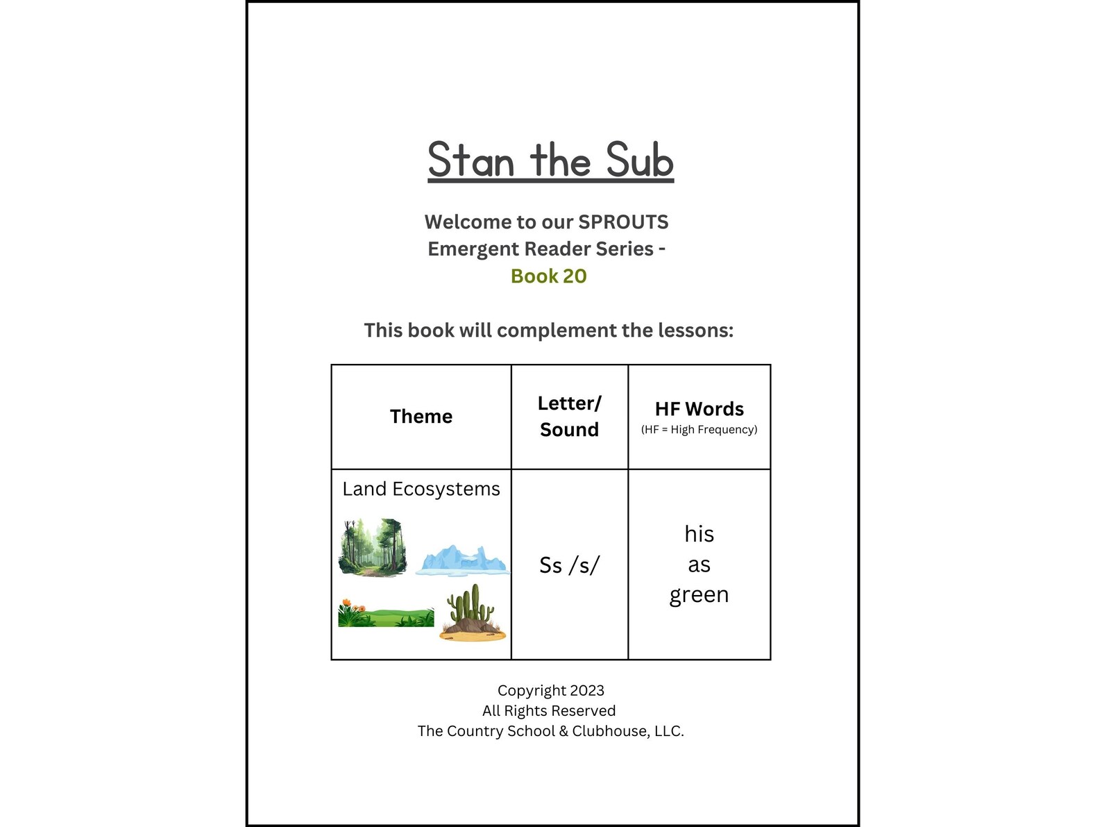Land Ecosystems Theme Emergent Reader Book | Letter S | Orton ...