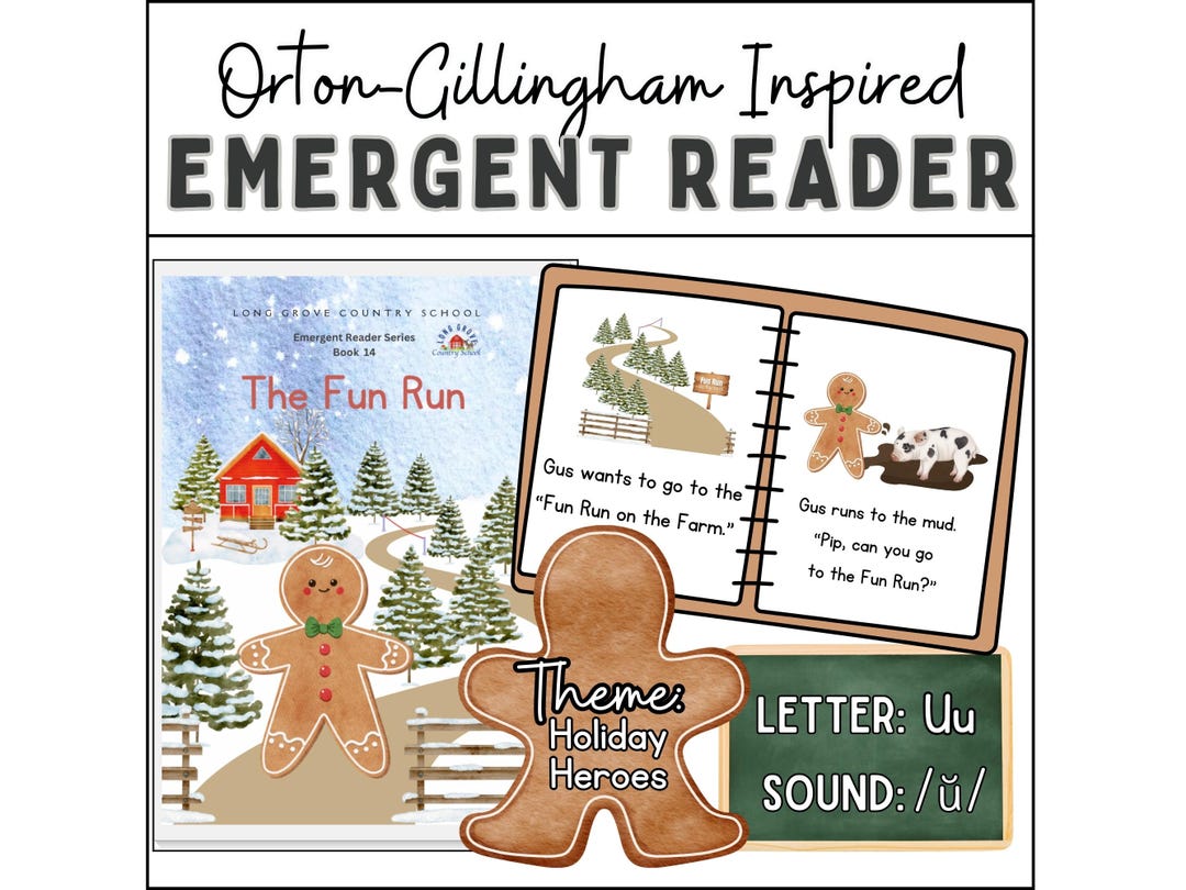 Gingerbread Man Theme Emergent Reader Book | Short Vowel Letter U ...