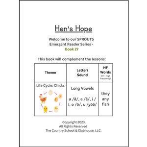 Chicken Life Cycle Emergent Reader Book | Long Vowel Sounds | Orton ...
