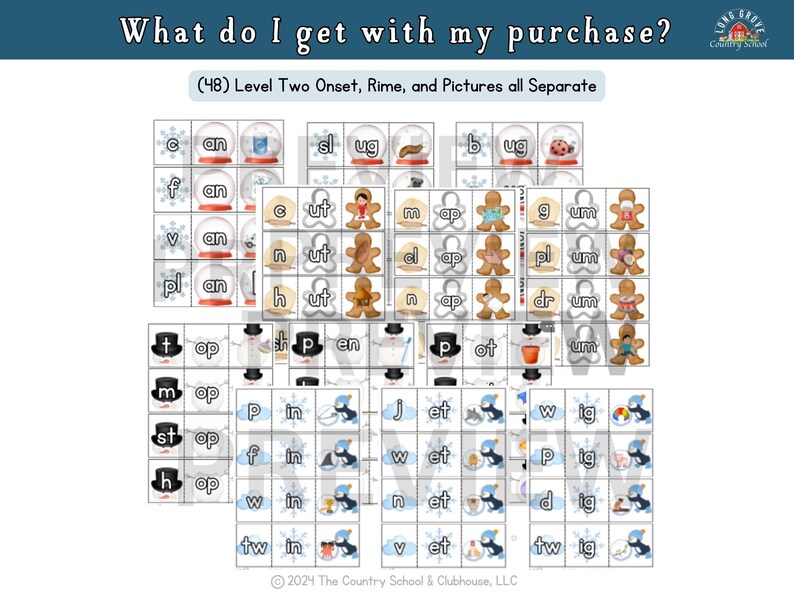 Winter Weather Onset and Rime Matching Cards | Orton Gillingham Phonics ...