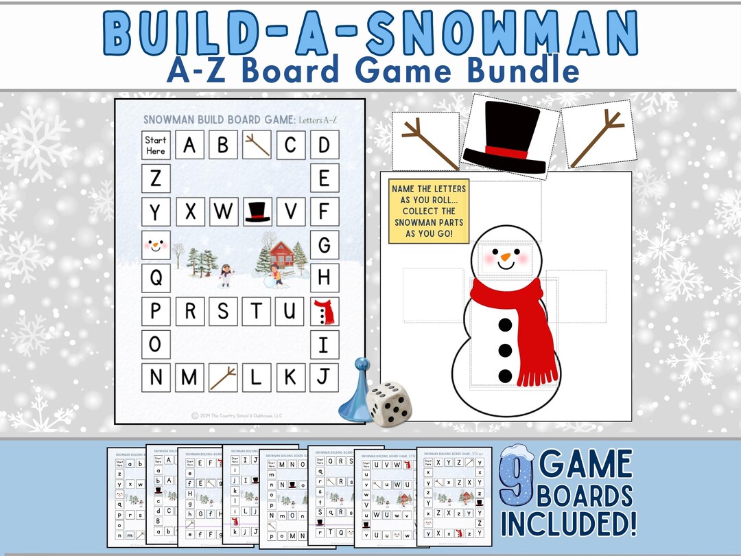 Winter Snowman Letter Learning Board Games | Orton Gillingham Phonics ...