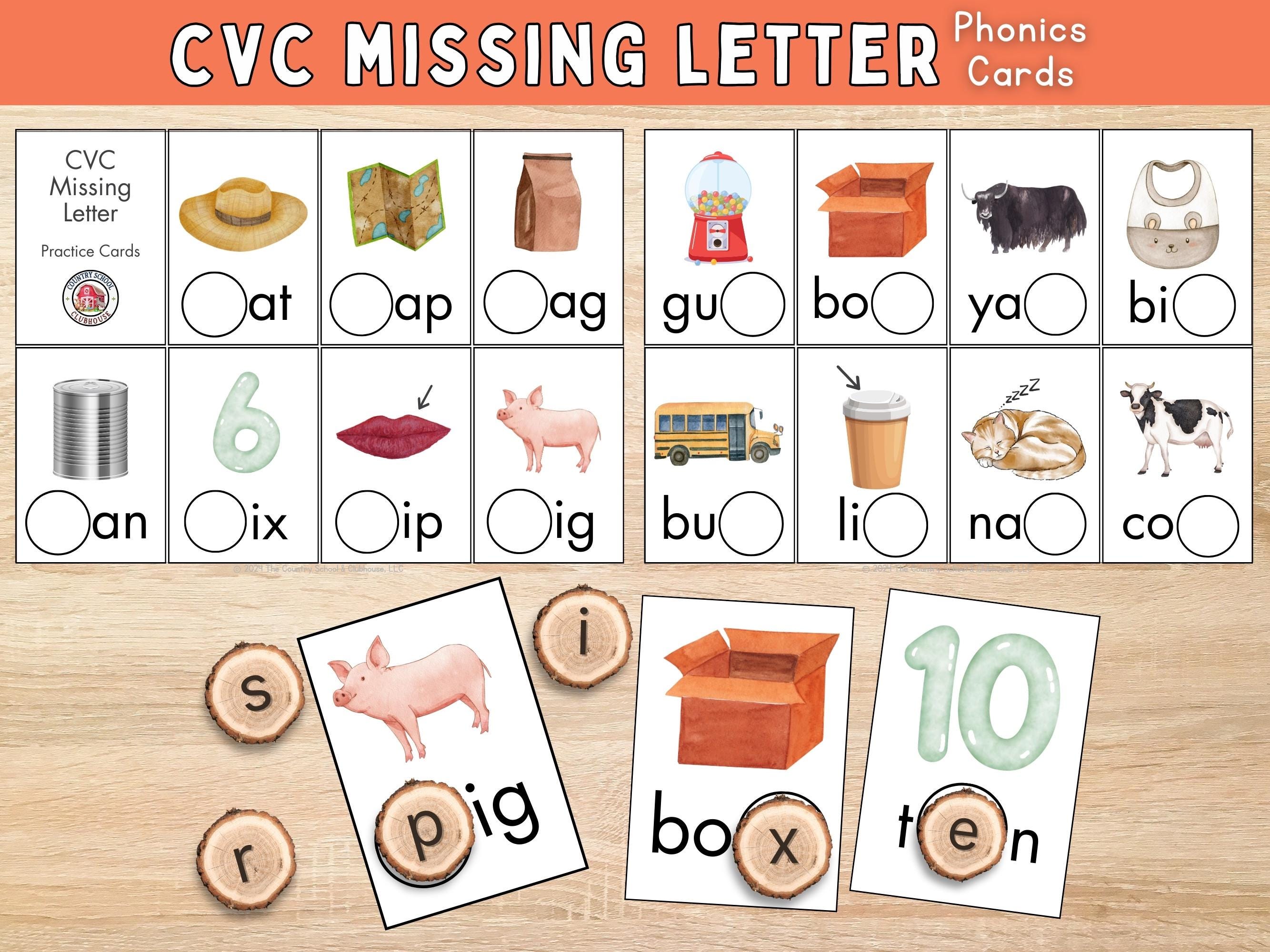 CVC Missing Letter Flashcards | Orton Gillingham Phonics | Homeschool ...