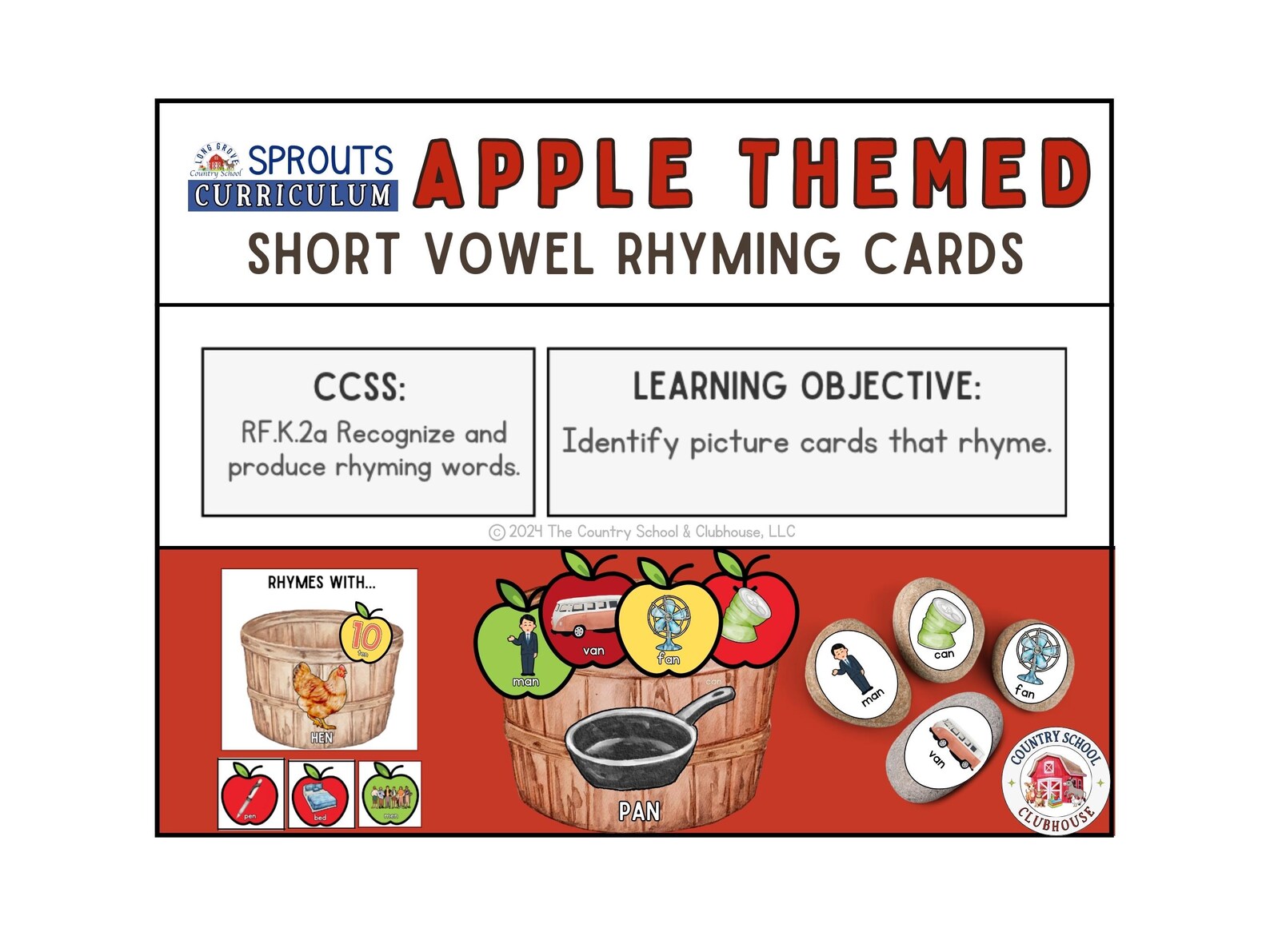 Short Vowel Rhyming Games | Picture Rhymes | Apple Theme | Story Stone ...