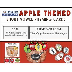 Short Vowel Rhyming Games | Picture Rhymes | Apple Theme | Story Stone ...