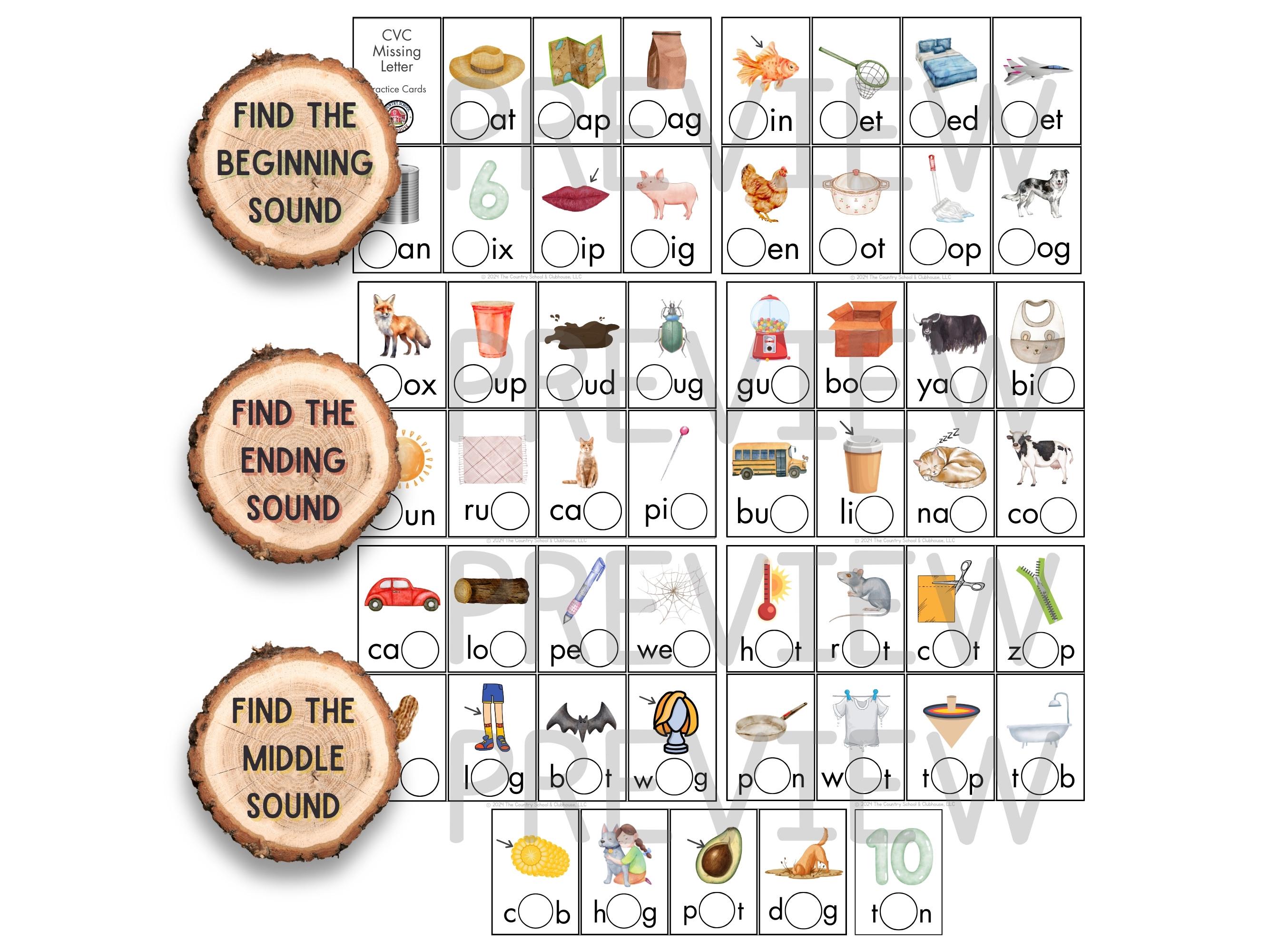 CVC Missing Letter Flashcards | Orton Gillingham Phonics | Homeschool ...