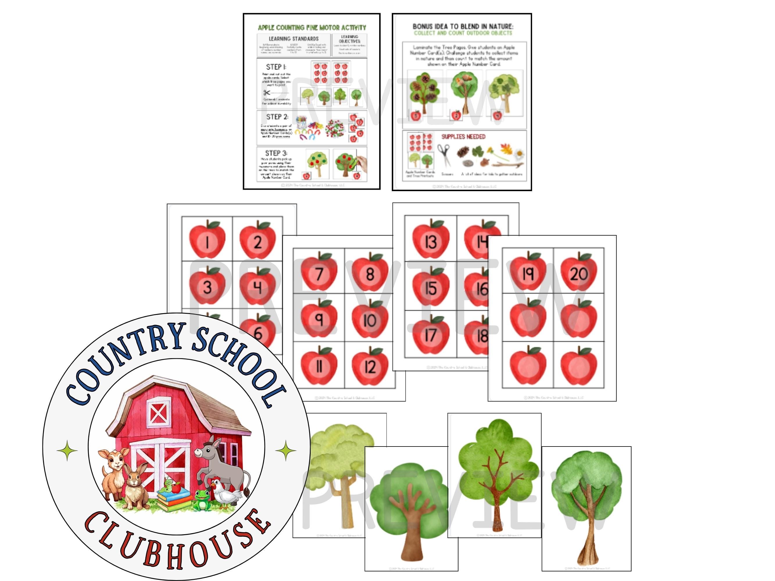 Apple Theme Math BUNDLE | Number Counting 1-20 | Hands-on Math Games ...