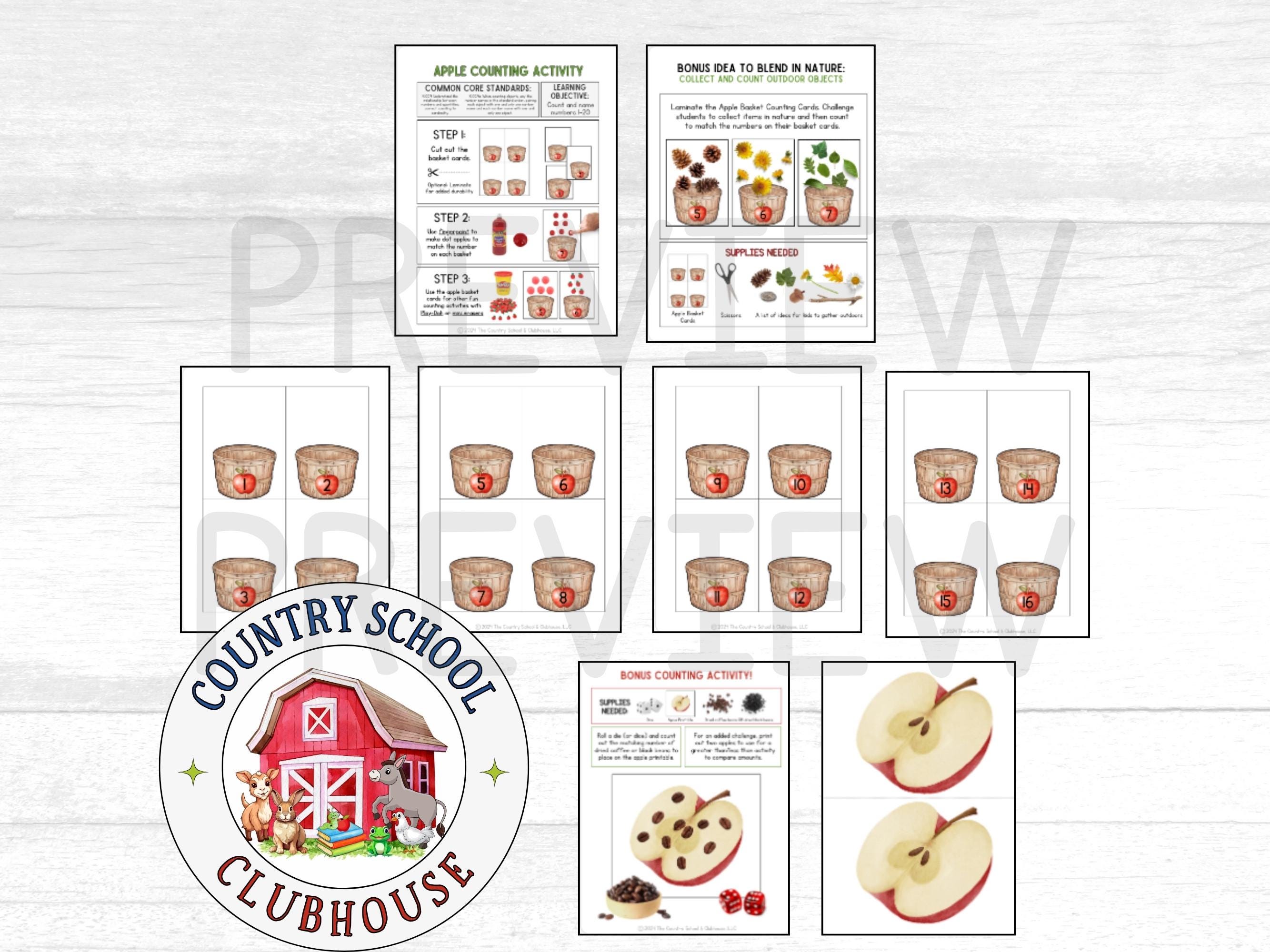 One-to-one Correspondence Counting Numbers 1-20 | Apple Theme ...