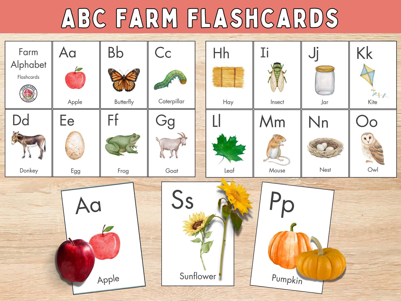 Alphabet ABC Flashcards | Farm Theme | Letter Recognition | Orton ...