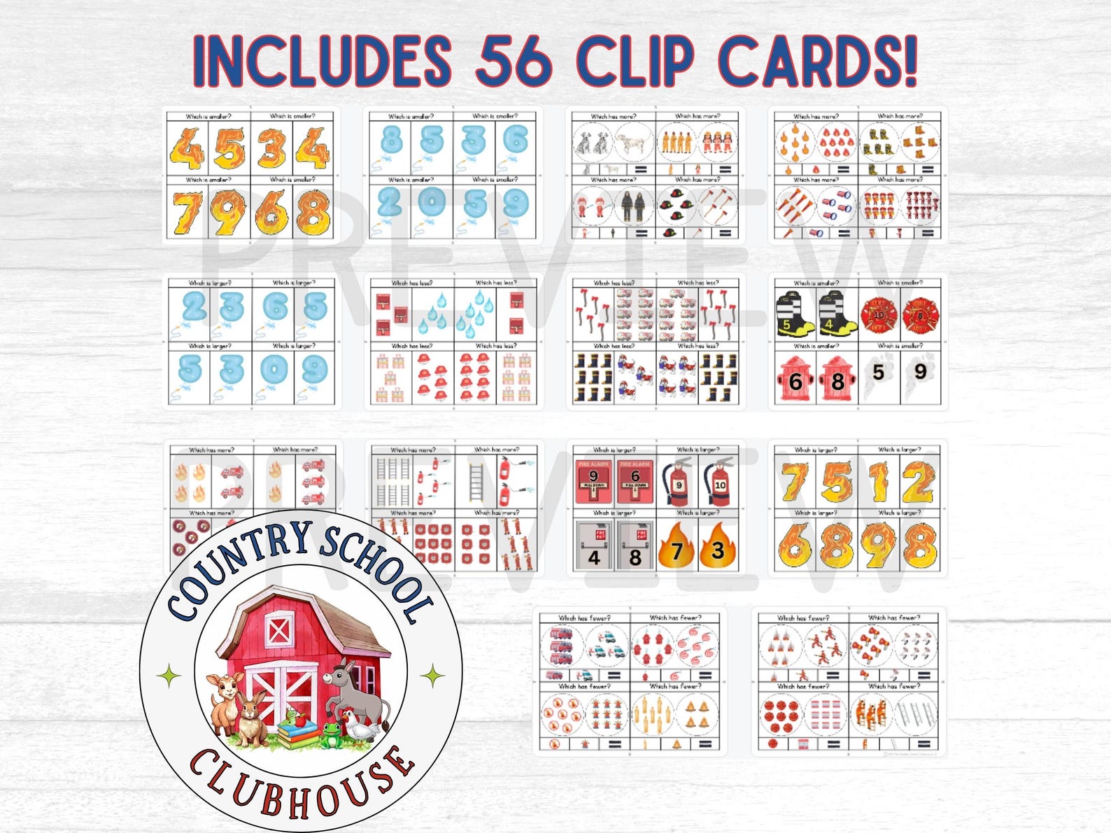 Comparing Numbers Clip Cards | Greater Than, Less Than, Equal to ...