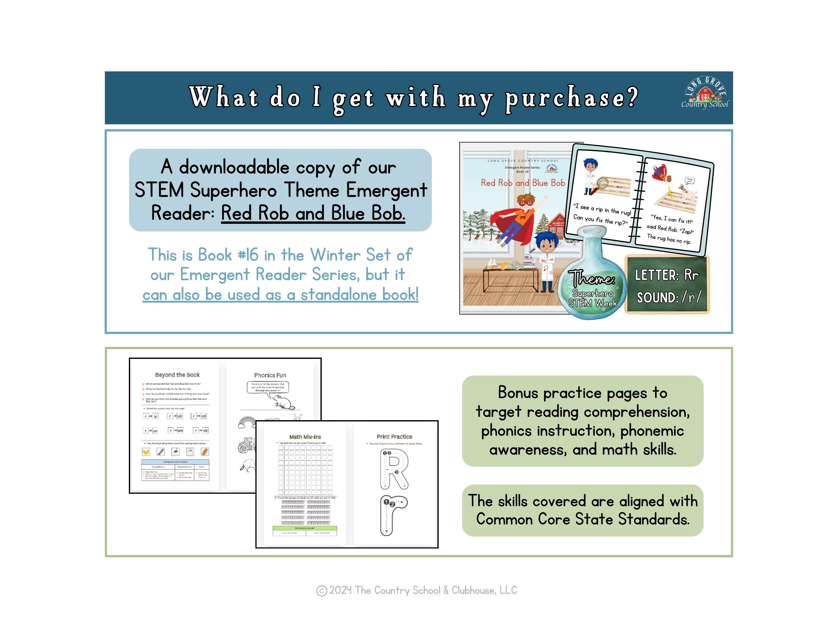 STEM Superhero Theme Emergent Reader Book | Letter R | Orton Gillingham ...