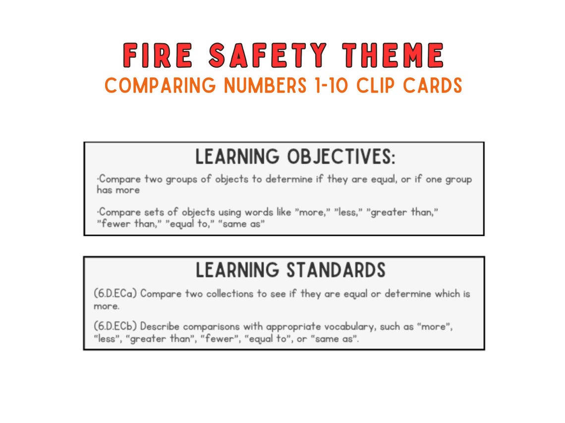 Comparing Numbers Clip Cards | Greater Than, Less Than, Equal to ...