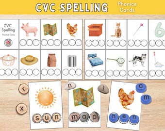 CVC Spelling Flashcards | Orton Gillingham Phonics | Homeschool ...