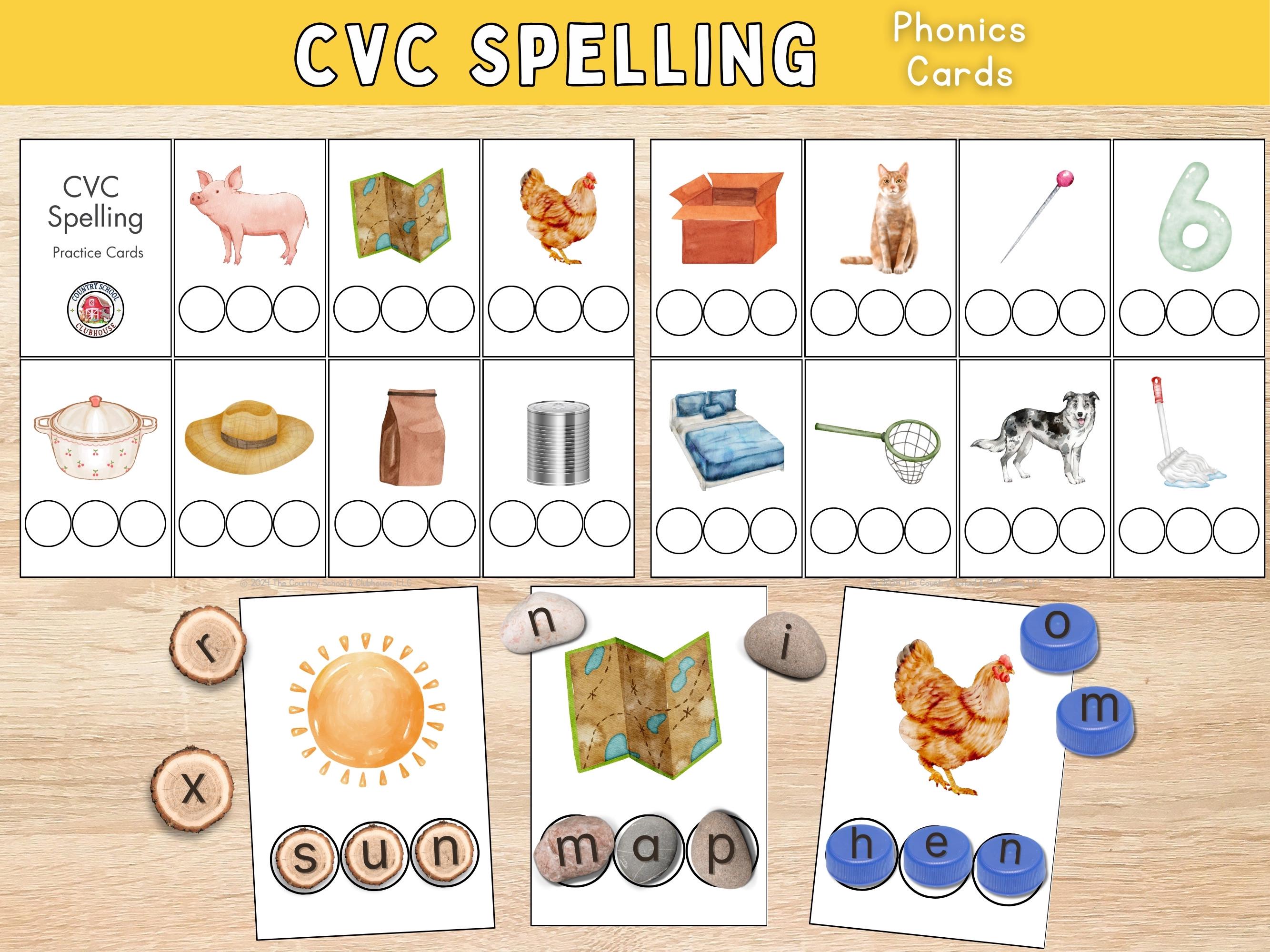 CVC Spelling Flashcards | Orton Gillingham Phonics | Homeschool ...