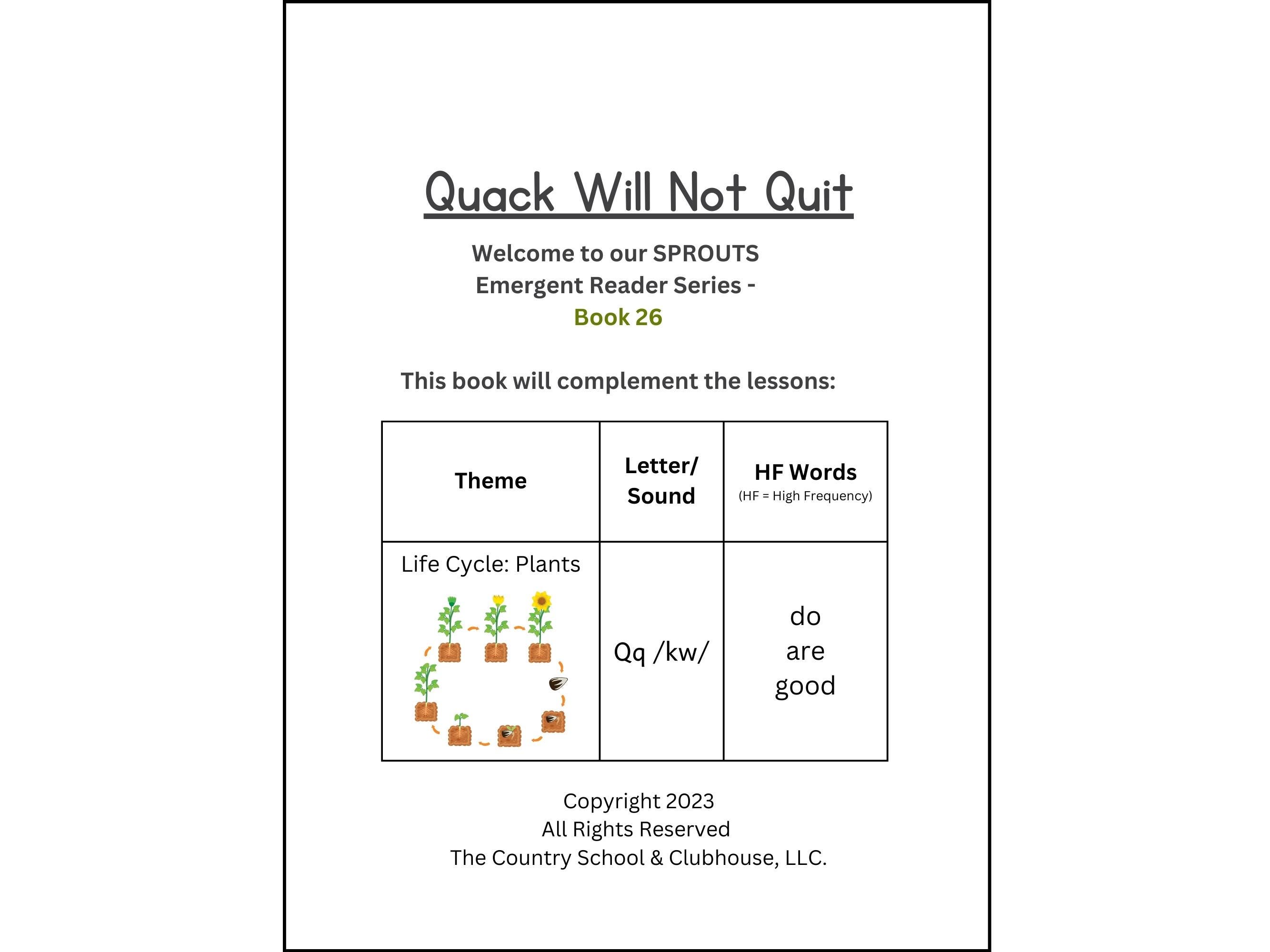 Plant Life Cycle Emergent Reader Book | Letter Q | Orton Gillingham ...