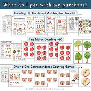 Apple Theme Math BUNDLE | Number Counting 1-20 | Hands-on Math Games ...