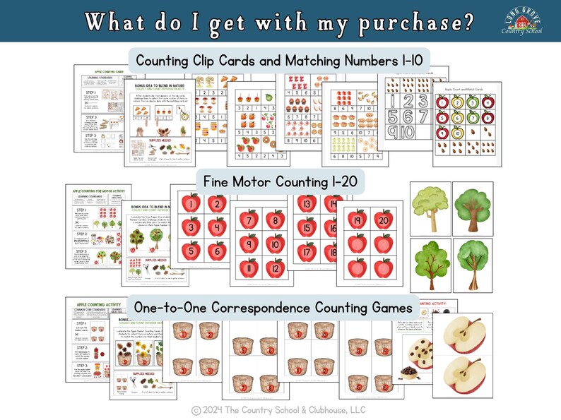 Apple Theme Math BUNDLE | Number Counting 1-20 | Hands-on Math Games ...