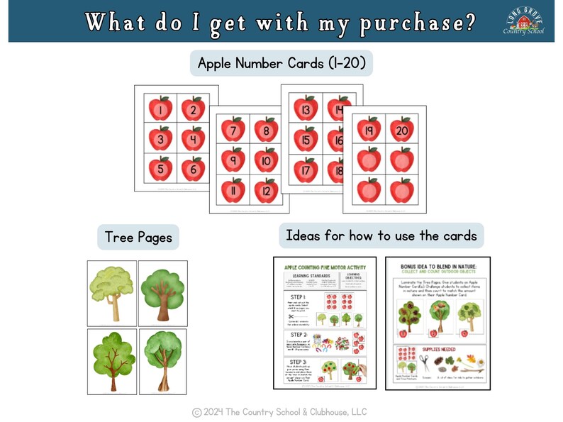 Math Number Cards | Fine Motor Practice | Apple Theme | Counting 1-10 ...