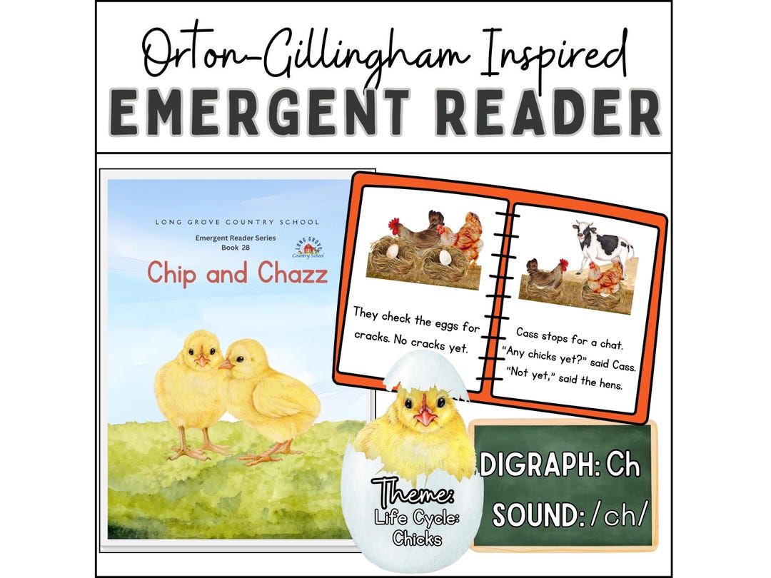 Chicken Life Cycle Emergent Reader Book | Digraph Ch | Orton Gillingham ...