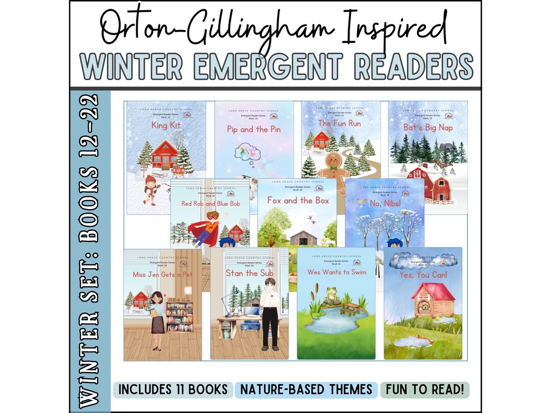 Winter Theme Emergent Reader Book Set | Orton Gillingham Phonics | High ...