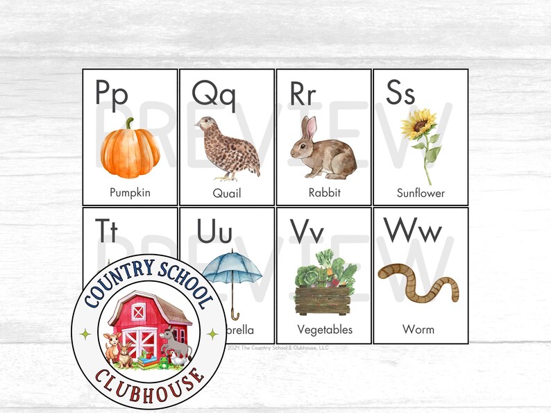 Alphabet ABC Flashcards | Farm Theme | Letter Recognition | Orton ...