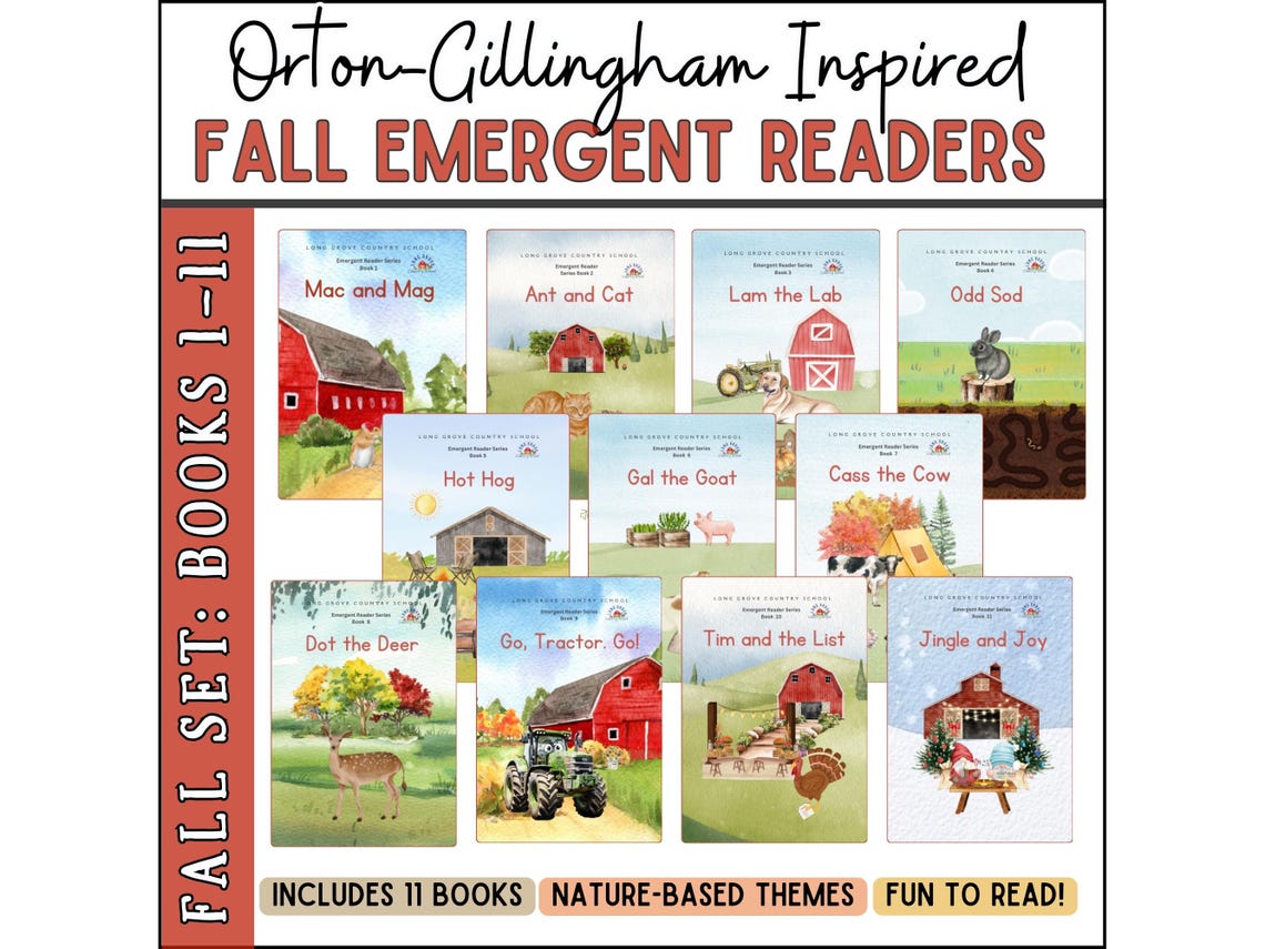 Fall Themed Emergent Reader Books | Orton Gillingham Phonics | High ...