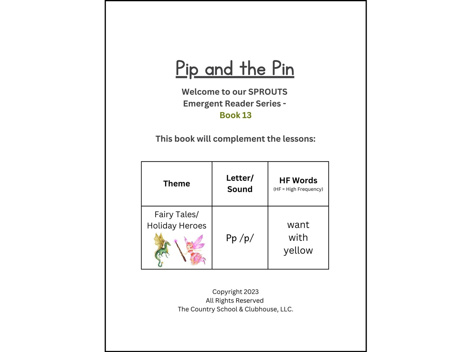 Fairy Tales Theme Emergent Reader Book | Letter P | Orton Gillingham ...