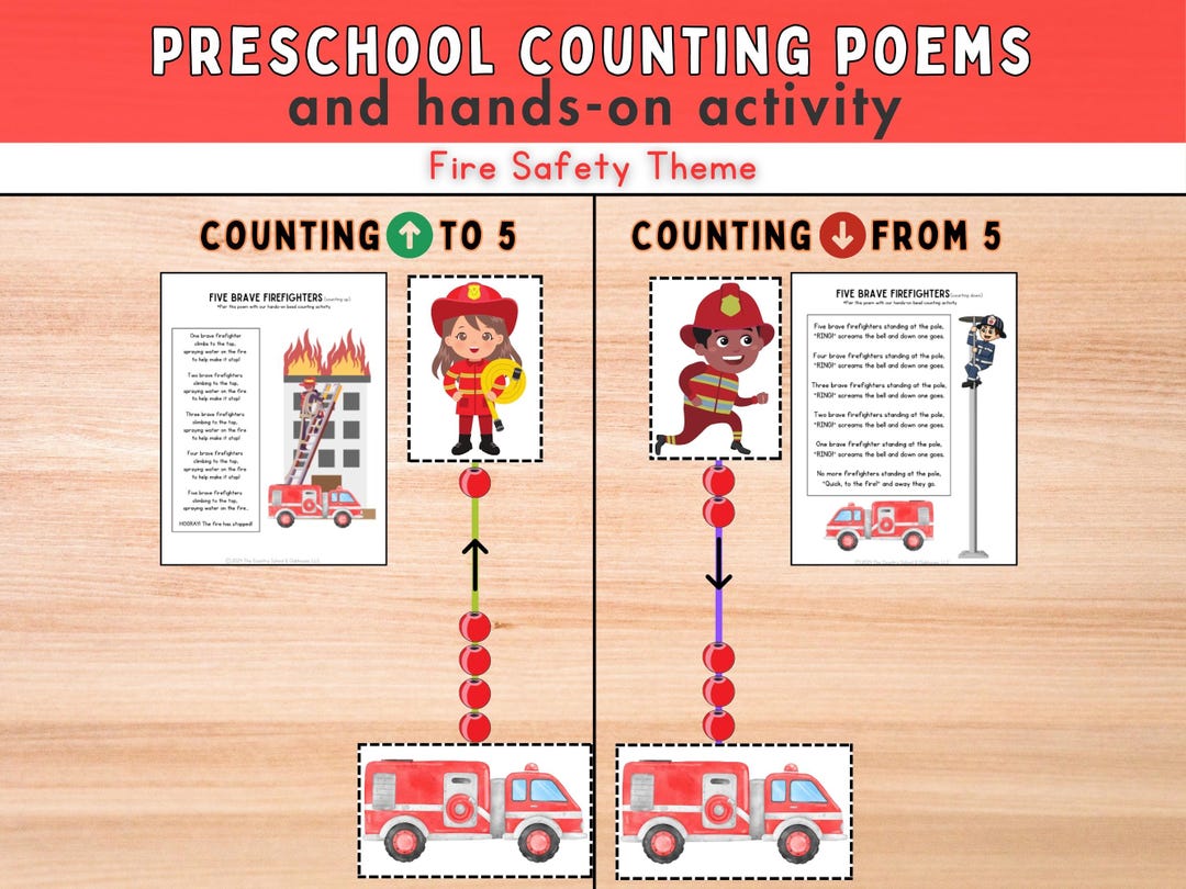 Fire Safety Theme Math Poem and Hands-on Activity | Counting up to Five ...