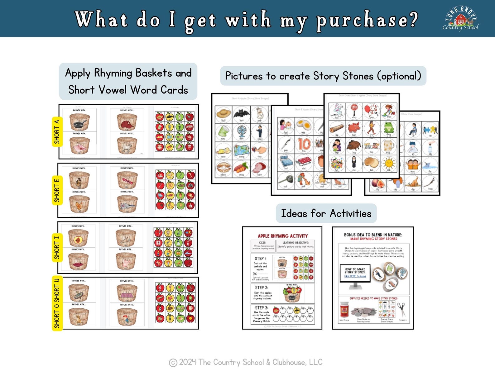 Short Vowel Rhyming Games | Picture Rhymes | Apple Theme | Story Stone ...