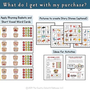 Short Vowel Rhyming Games | Picture Rhymes | Apple Theme | Story Stone ...