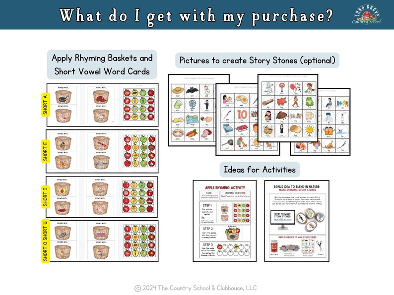 Short Vowel Rhyming Games | Picture Rhymes | Apple Theme | Story Stone ...